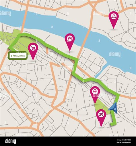 Vector City Map With Navigation And Pointers Stock Vector Image Art Alamy
