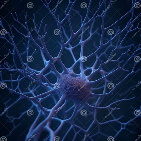 Microscopic View Of Neural Network Brain Cells Human Nervous System 3d Illustration Stock