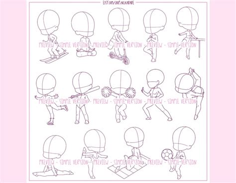34 Chibi Procreate Brushes Chibi Body Stamps For Procreate Etsy