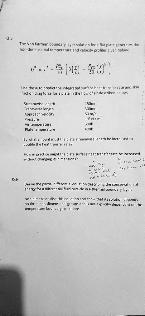 Q 5 The Von Karman Boundary Layer Solution For A Flat Plate Generates The Non Dimensional