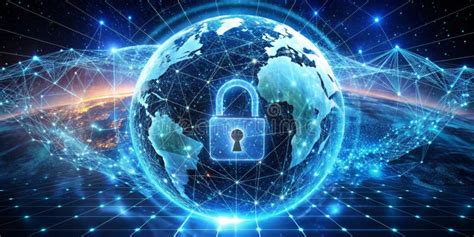 Global Network Security Earth With Padlock And Digital Connections