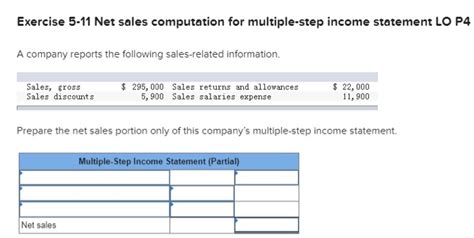 Solved Exercise 5 11 Net Sales Computation For Multiple Step
