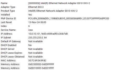 The Network Interface Intel R Ethernet Network Adapter E810 Xxv 2 4