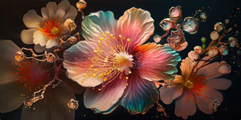 Flowers Translucent Vibrant Colors Intricate Details Sparkling Stock Illustration Illustration