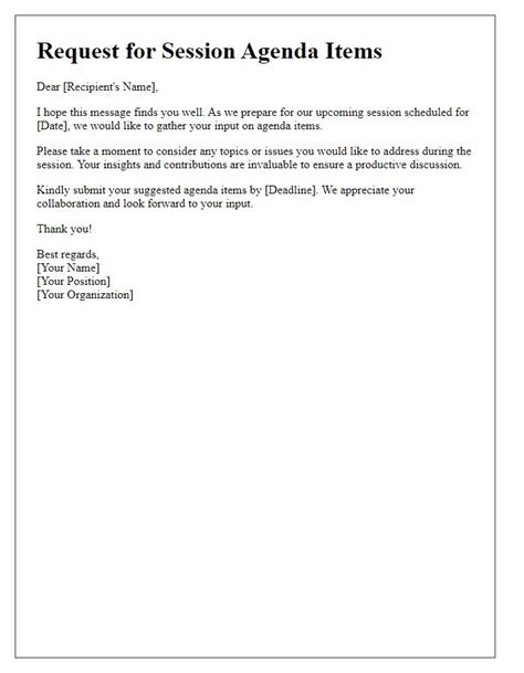 letter template for requesting meeting agenda items free samples in