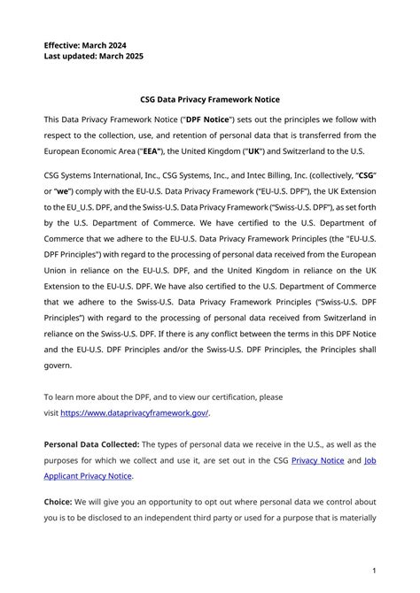 CSG Data Privacy Framework Notice By CSG Systems Issuu