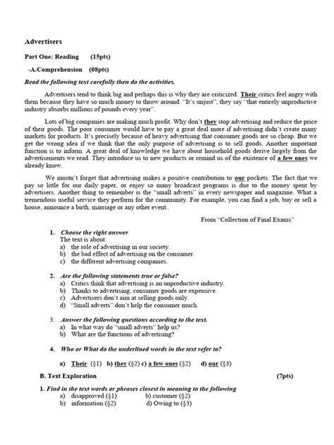 3rd Year Exam Adverting Consumers Pdf Advertising Junk Food