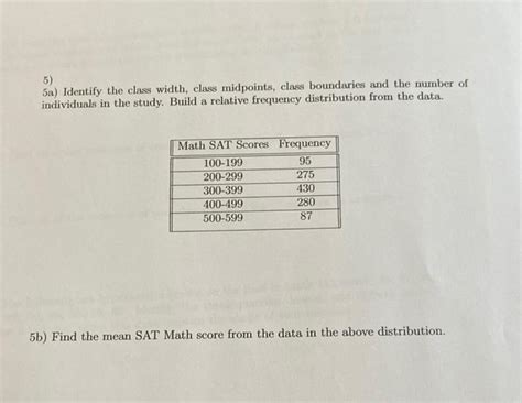 solved 5 5a identify the class width class midpoints