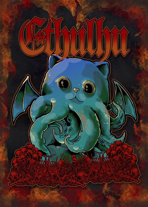 Cathulhu Poster Picture Metal Print Paint By Chase Buckler Displate