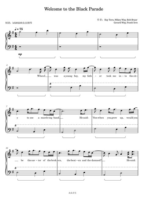 Welcome To The Black Parade钢琴简谱 数字双手 虫虫钢琴