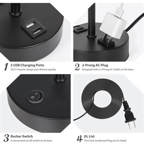 2 개의 Usb 충전 포트가있는 침대 옆 테이블 램프 의 고품질 2 개의 Usb 충전 포트가있는 침대 옆
