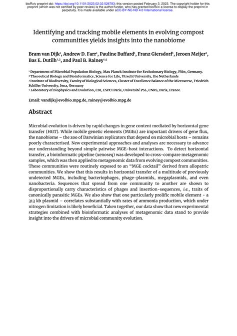 Pdf Identifying And Tracking Mobile Elements In Evolving Compost Communities Yields Insights