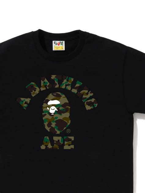 A Bathing Ape® Logo Print Cotton T Shirt Black Farfetch