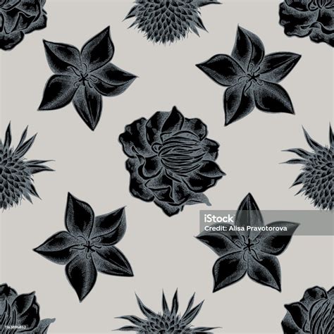 손으로 그린 양식에 일치시키는 도라지 글로브 시슬 글로브 플라워와 원활한 패턴 개체 그룹에 대한 스톡 벡터 아트 및 기타 이미지 개체 그룹 개화기 건강관리와 의술