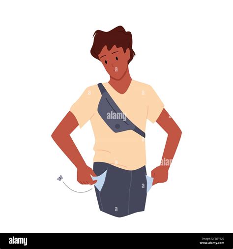 Upset Man Showing Empty Pockets Stock Vector Images Alamy