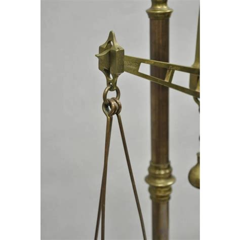 Antique W And T Avery English Victorian Brass And Mahogany Balance Beam