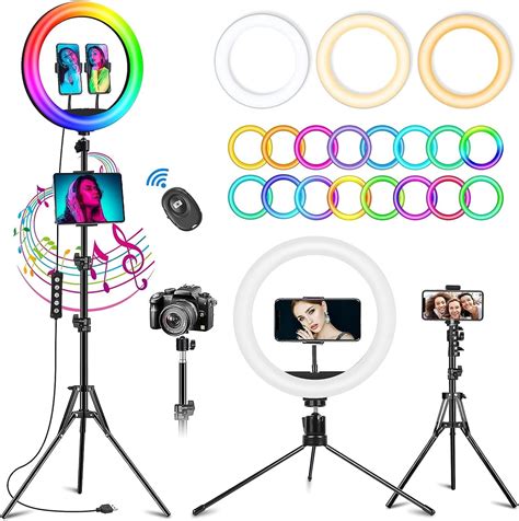 Anillo De Luz Rgb De 123 Pulgadas Con Trípode Y Soportes Para Teléfono
