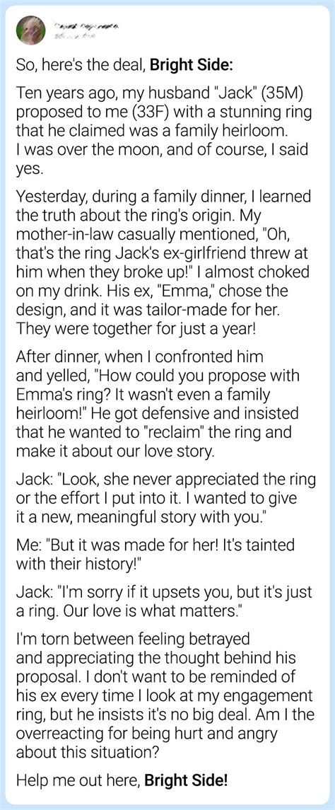 My Husband Proposed With His Ex Fiancées Ring Bright Side