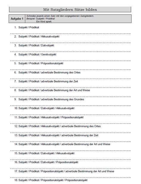 Arbeitsblätter Sätze Bilden