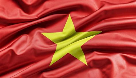 Bandera De Vietnam Con Textura Bandera De Vietnam Con Pliegues Con Textura Satinada Visible