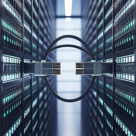 Secure Data Transfer Two Servers Connected By Network Cable Premium Ai Generated Image