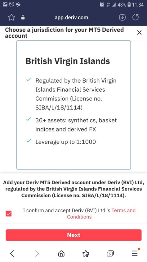 Create A Deriv Mt5 Account On The Android App For Non Eu Residents