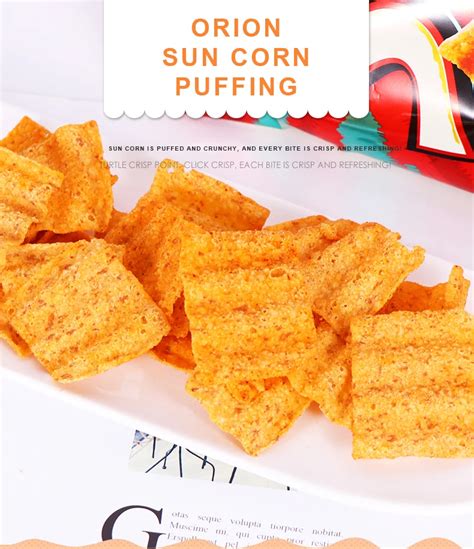 Orion Korean Sun Corn Flakess 80g Big Wavy Potato Chips Puffed Exotic Snack Corn Chips Garlic