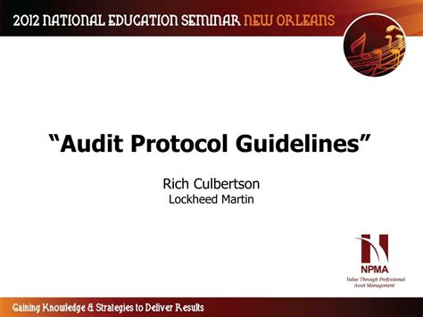 Ppt “audit Protocol Guidelines” Powerpoint Presentation Free
