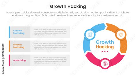 Growth Hacking Infographic 3 Point With Flywheel Cycle Circular And Arrow Shape For Slide