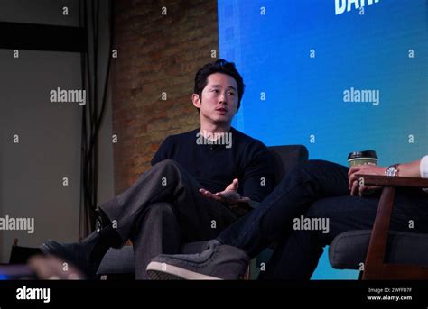 Park City Ut Actor Steven Yeun Speaks With Daniel Dae Kim At The