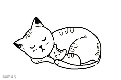 猫妈妈和猫宝宝简笔画 猫妈妈和猫宝宝怎么画 苗苗知道