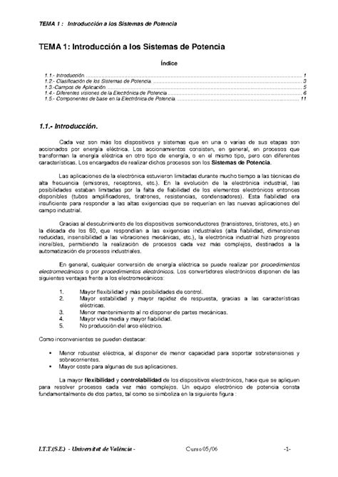 Introduccion A Los Sistemas De Potencia Tema 1 Introducción A Los Sistemas De Potencia Tema