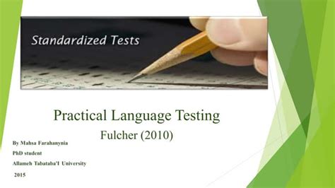 Practical Language Testing By Fulcher 2010 Pptx
