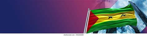 Sao Tome Principe Flag Waving Texture Stock Illustration 1963204483