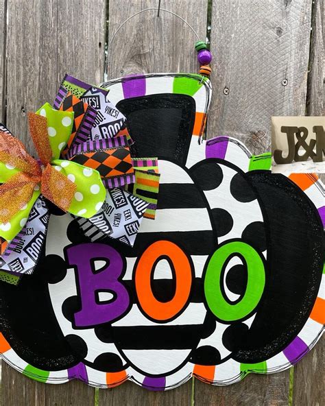 Boo Pumpkin Door Hanger Boo Pumpkin Door Decor Pumpkin Etsy