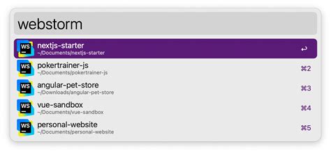 Alfred Gallery • Workflows • Recent Jetbrains Projects