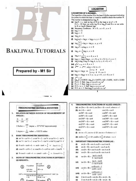 math handbook pdf trigonometric functions equations