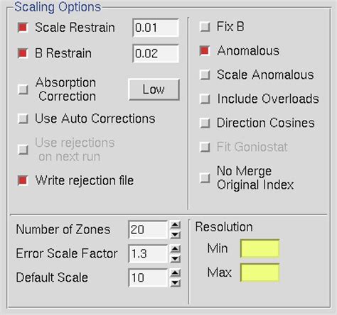 Figure The Scaling Options Panel