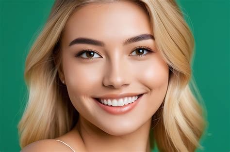 Premium Photo A Smiling Blonde Girl With Natural Appearance