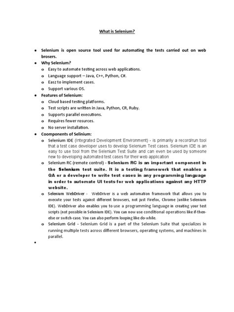 Selenium Is Open Source Tool Used For Automating The Tests Carried Out On Web Why Selenium Pdf
