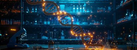 A Microscope In A Biological Laboratory With A Dna Symbol Hologram