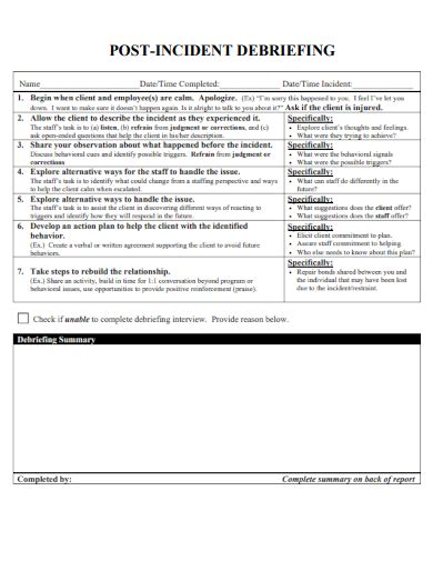 Incident Debriefing Template