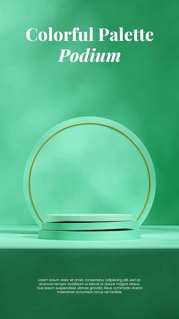 원형 배경으로 3d 이미지는 세로로 빈 공간에 쌓인 연단을 렌더링합니다 프리미엄 Psd 파일