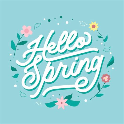 Premium Vector Flat Design Lettering Hello Spring Background