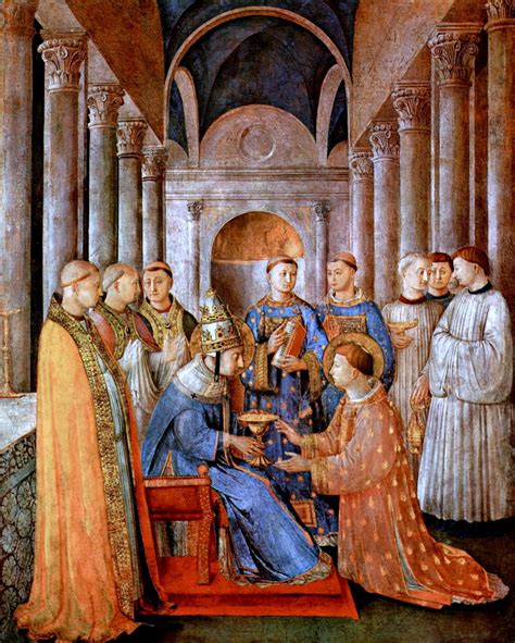 藝術再現 圣劳伦斯奉献的执事 通过 Fra Angelico 1395 1455 Italy WahooArt