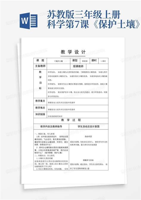 苏教版三年级上册科学第7课《保护土壤》word模板下载编号lwygpmae熊猫办公
