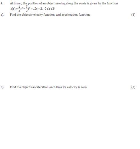 Solved At Time T The Position Of An Object Moving Along Chegg