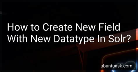 How To Create New Field With New Datatype In Solr In 2024