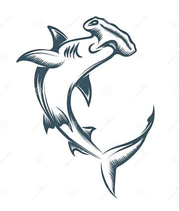 Hammer Head Shark Engraving Vector Illustration Stock Vector