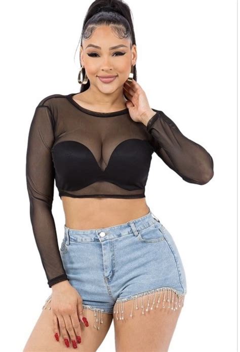Black Long Sleeve Mesh Top White Long Sleeve Mesh Top Blue Long
